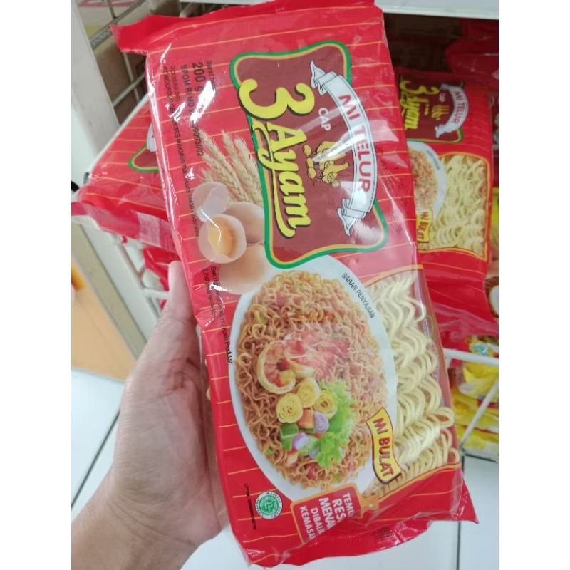 Jual MIE TELUR Cap 3 Ayam Merah 200 gram Mie Bulat | Shopee Indonesia
