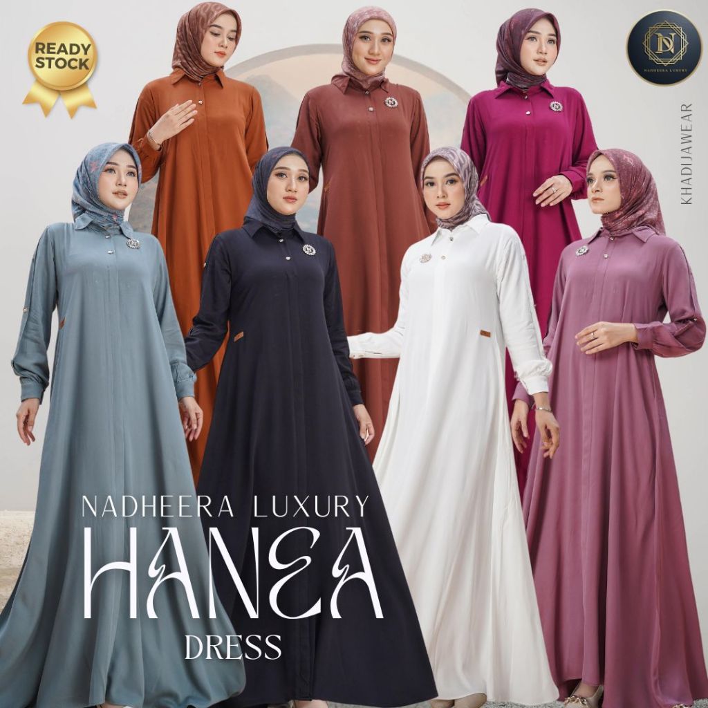 Jual [BISA COD] HANEA DRESS NADHEERA LUXURY gamis terbaru polos rayon premium nadhera hania ...