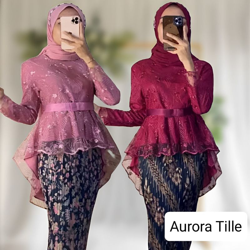 Jual Setelan Kebaya Brokat Moder Atasan Kebaya Aurora Tille Baju ...
