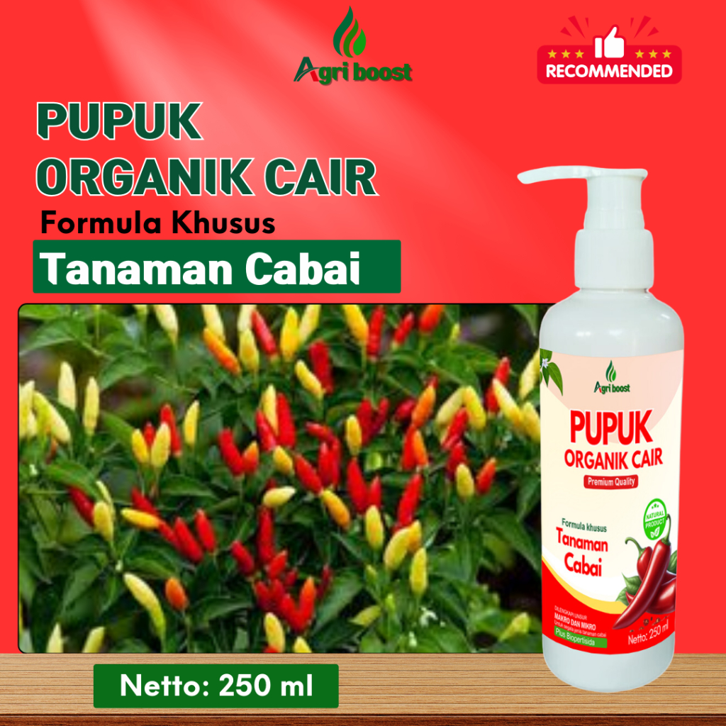 Jual Pupuk Organik Cair Booster Cabai 250 ml,Nutrisi pemacu pembuahan dan pelebat buah cabai ...