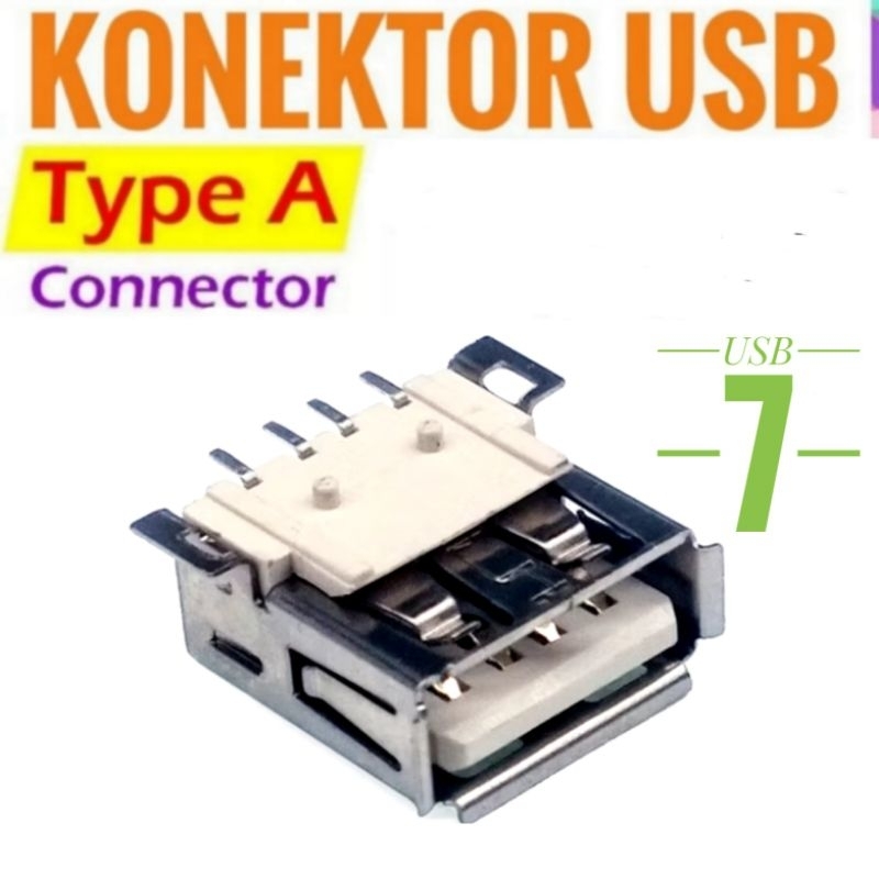 Jual Soket USB Female Type A Connector Socket Colokan Charger 4P SMT AF ...