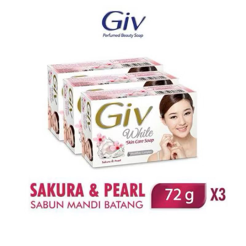 Jual (DAPAT 3 pcs) Giv White Hijab Sabun Mandi Batang sakura & pearl 72 gr | Shopee Indonesia