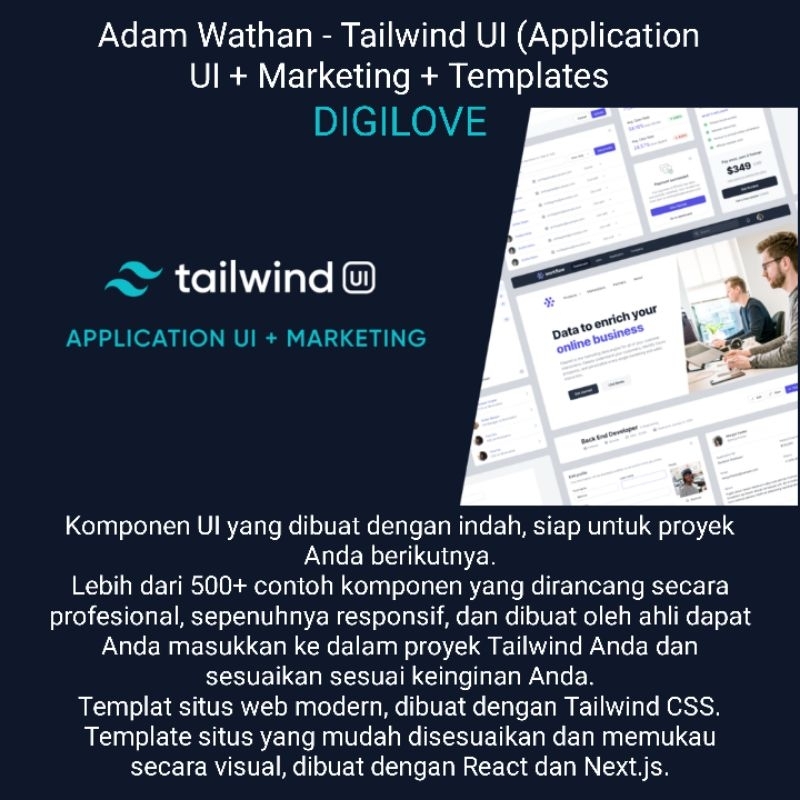 Jual Adam Wathan - Tailwind UI (Application UI + Marketing + Templates ...