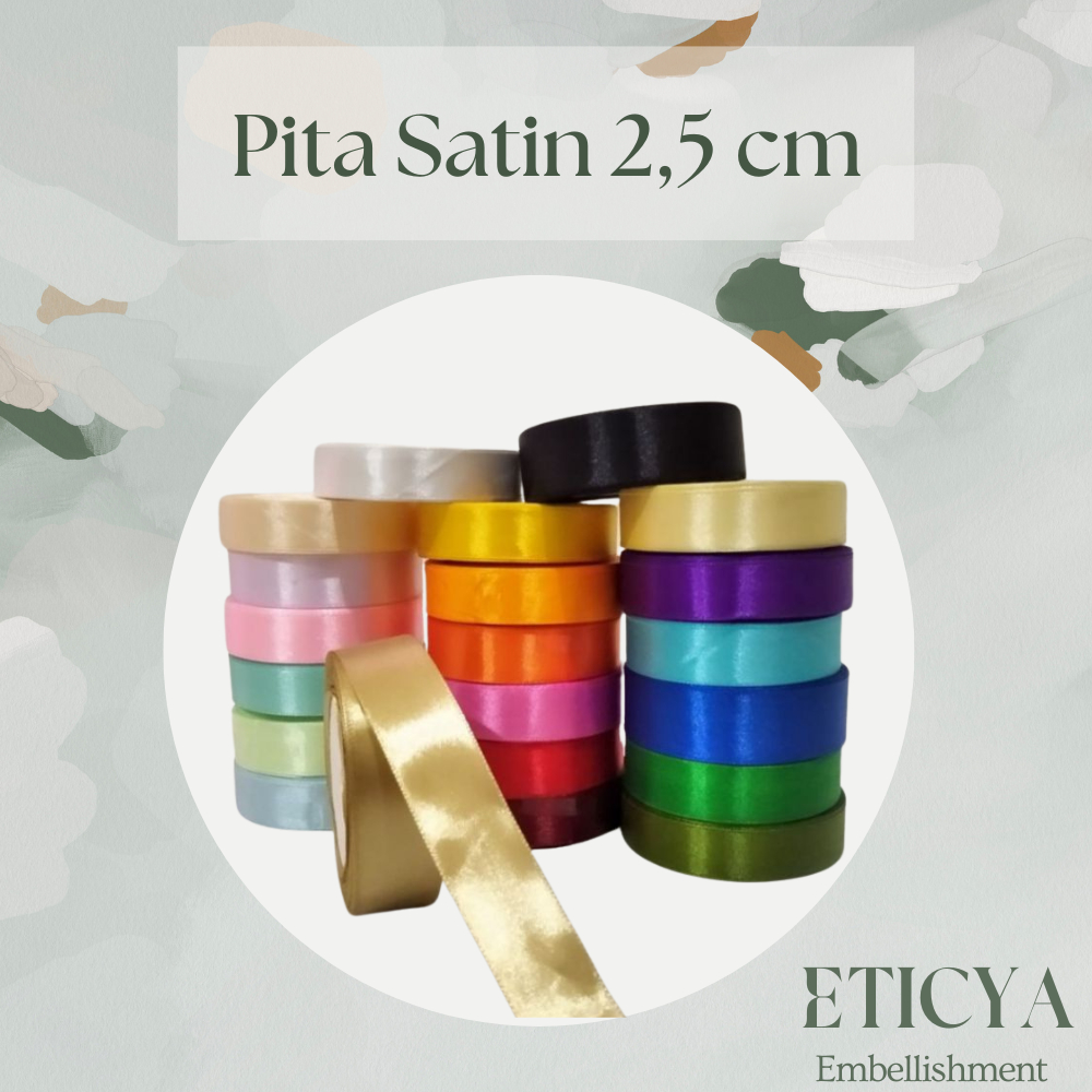 Jual Pita Satin - Sateen per Roll Lebar 2,5 cm / Sateen Ribbon 2,5cm ...