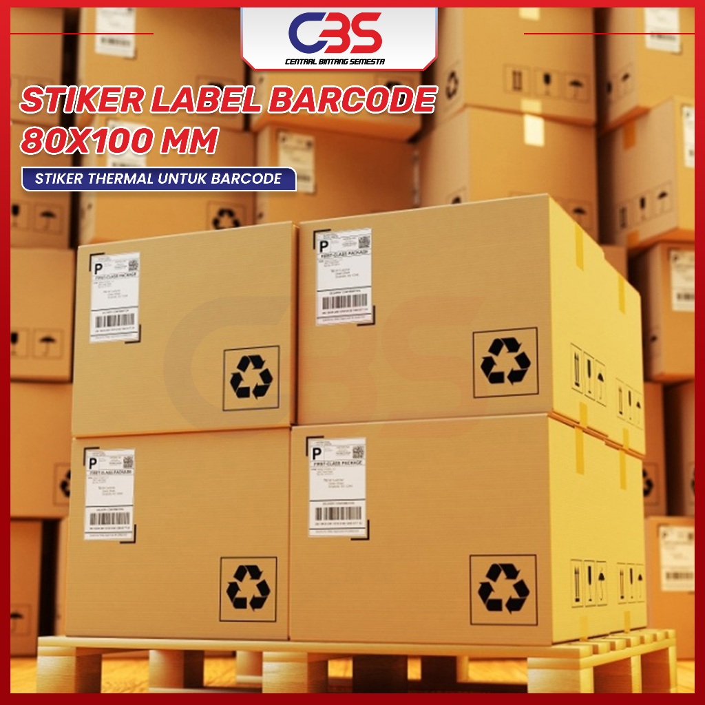 Jual 80x100mm Kertas Label Barcode - Stiker Label Thermal 1 ROLL - 500 ...