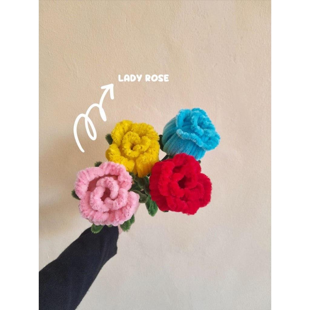 Jual (Bisa COD) Bunga kawat bulu| Bunga Lady Rose| Pipe cleaner flower ...