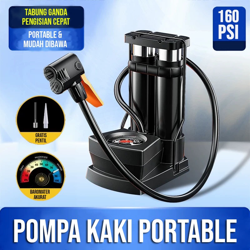 Jual Pompa Kaki Pompa Angin Injak Portable Foot Pump 160 PSI Kompa ...
