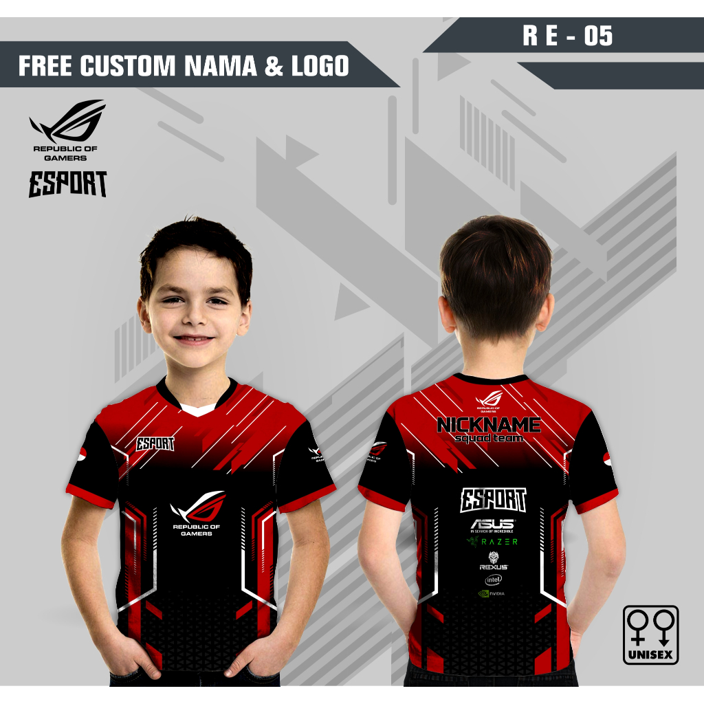 Jual Jersey ROG baju anak esport kaos republic of gamers | Shopee Indonesia