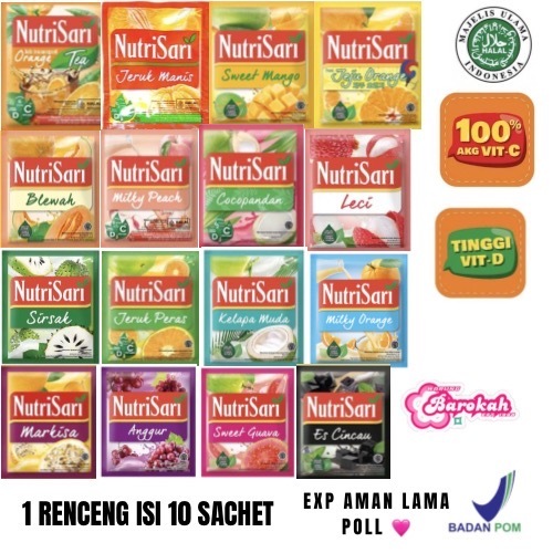 Jual Nutrisari All Variant Renceng Isi 10 Sachet / Minuman Serbuk Buah ...