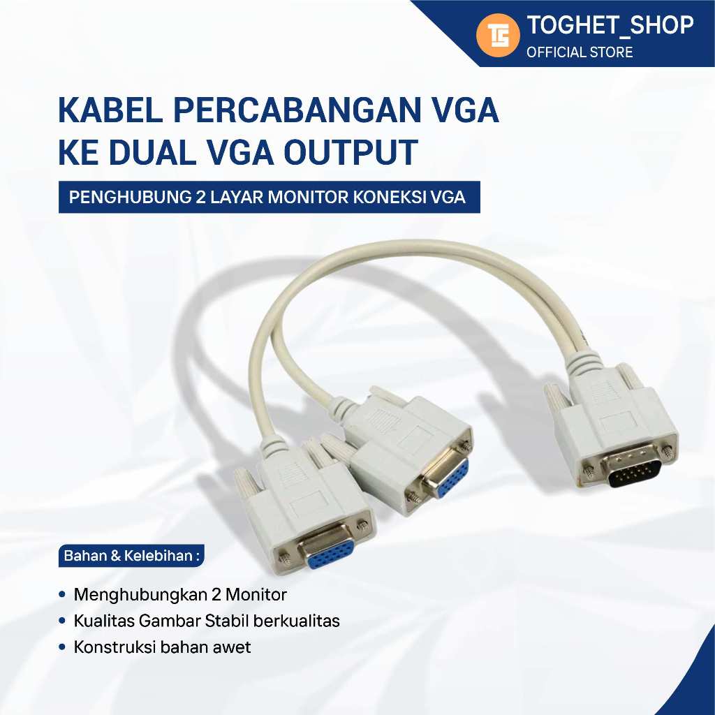 Jual Kabel Percabangan VGA Ke Dual VGA Output Kabel Penghubung 2 Layar ...