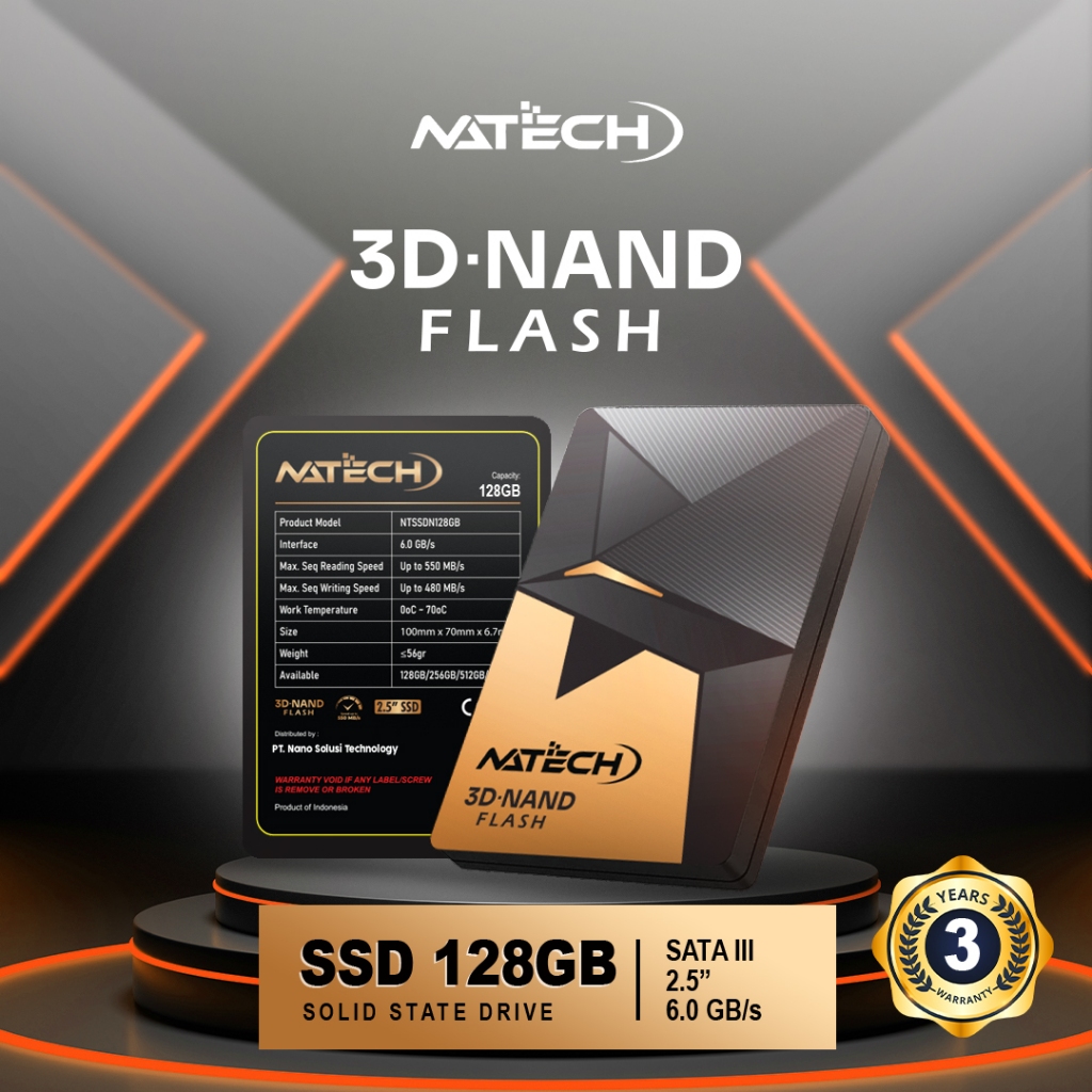 Jual SSD SATA 128GB / SSD 128GB / SSD NATECH / SSD 2.5" SATA NATECH 128GB | Shopee Indonesia