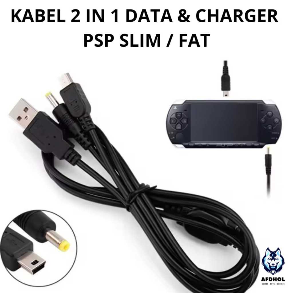 Jual KABEL DATA CHARGER 2IN1 PSP 1000 2000 3000 STREET USB DATA CHARGER ...