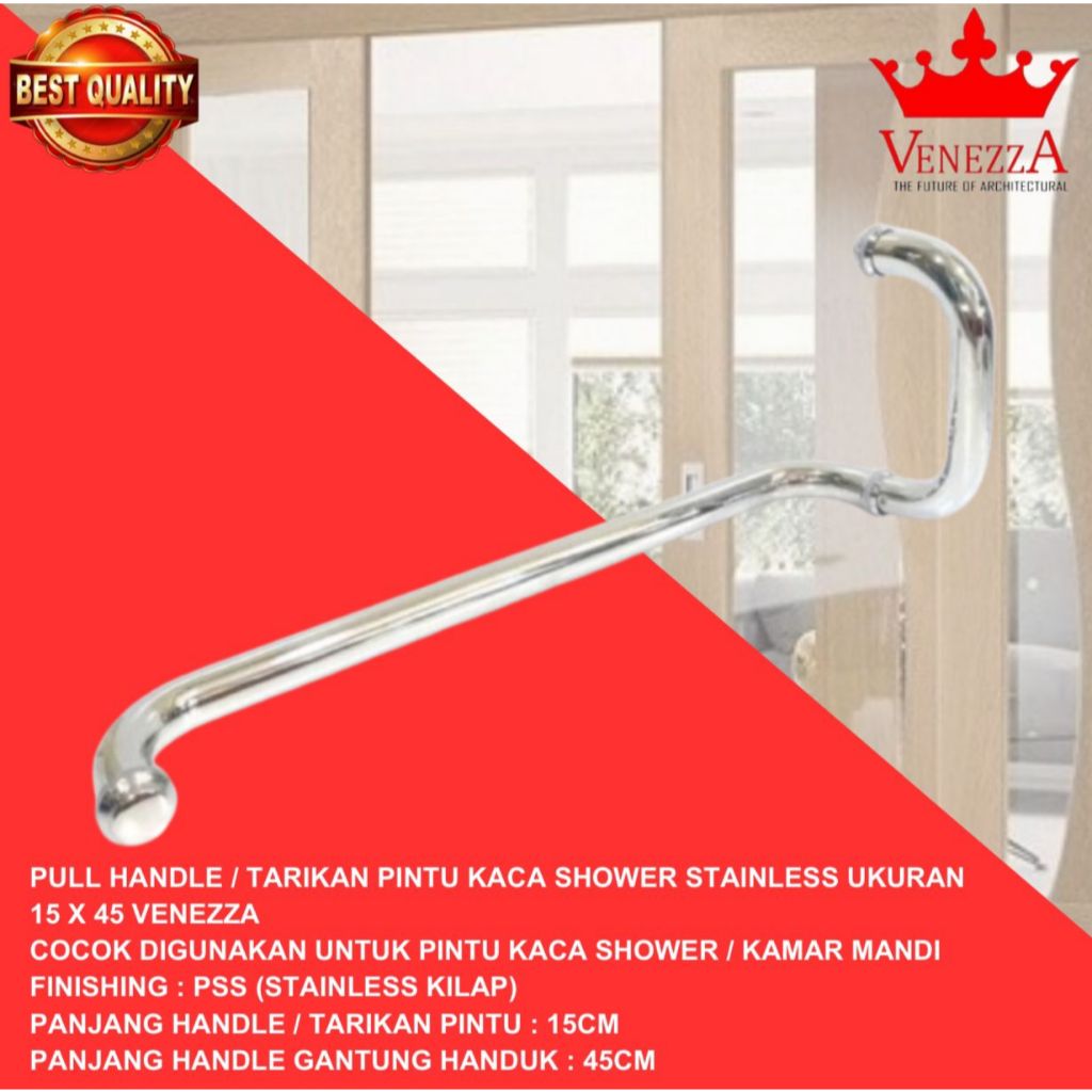 Jual Pull Handle/Handel/Tarikan Pintu Kaca Shower Stainless ukuran 15 x ...