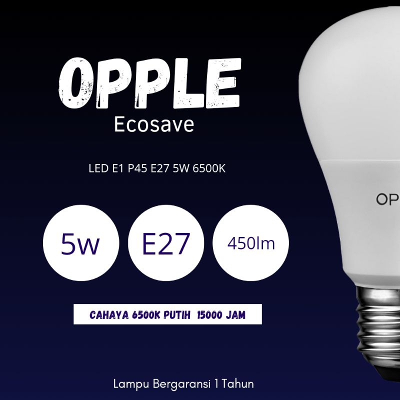 Jual Lampu Led Bulb Bolham Opple Ecosave 5W Cahaya Putih 6500K Garansi 1 Tahun | Shopee Indonesia