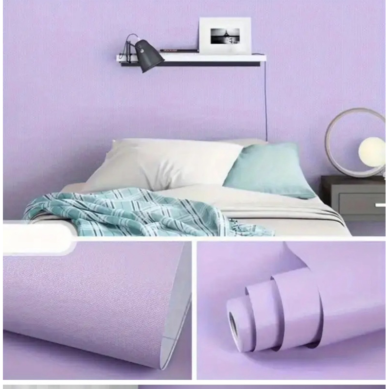 Jual WALLPAPER TERMURAH STICKER DINDING POLOS UNGU MUDA UKURAN 8 meter ...