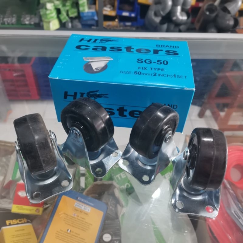 Jual Roda troli 2 inch Mati roda caster 2" karet hitam roda trolley ...