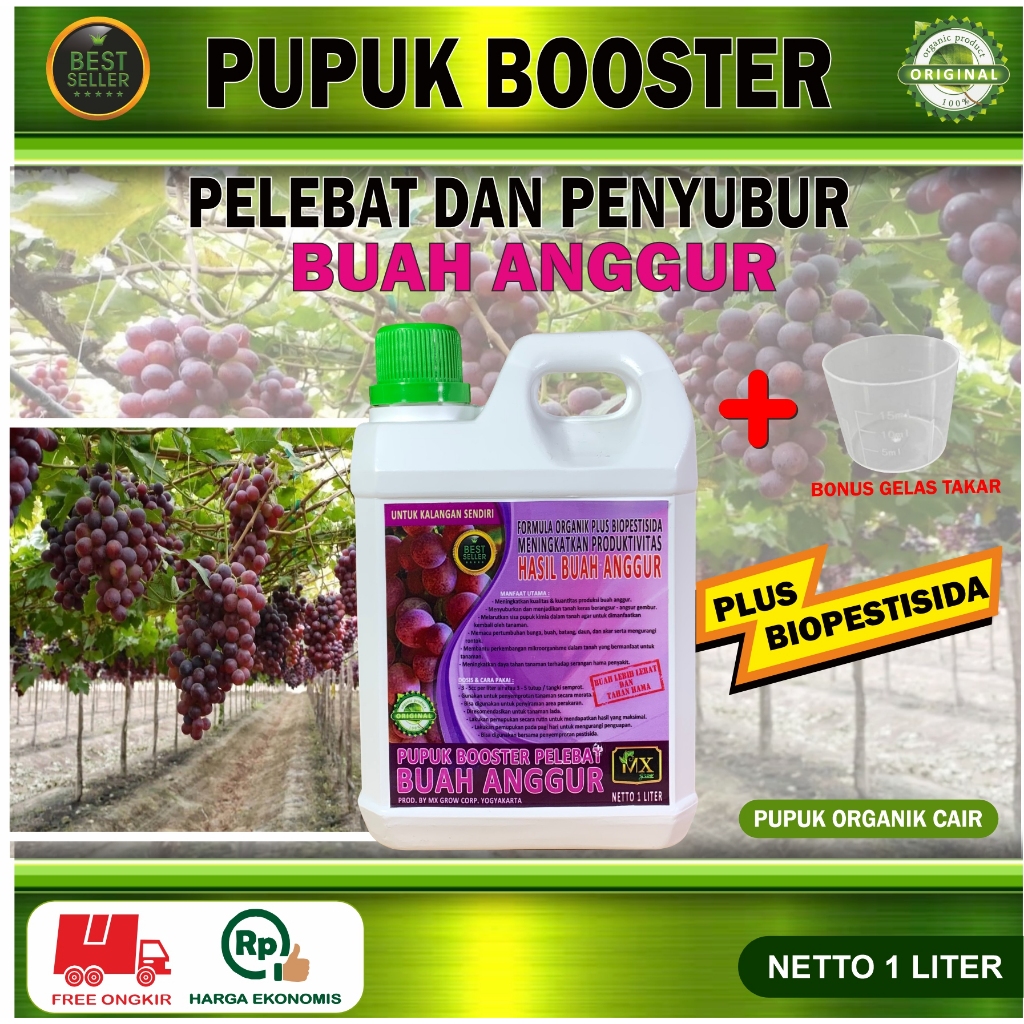 Jual Pupuk Organik Cair ANGGUR / POC ANGGUR / Pelebat, Penyubur, Perangsang BUAH ANGGUR 1 Liter ...