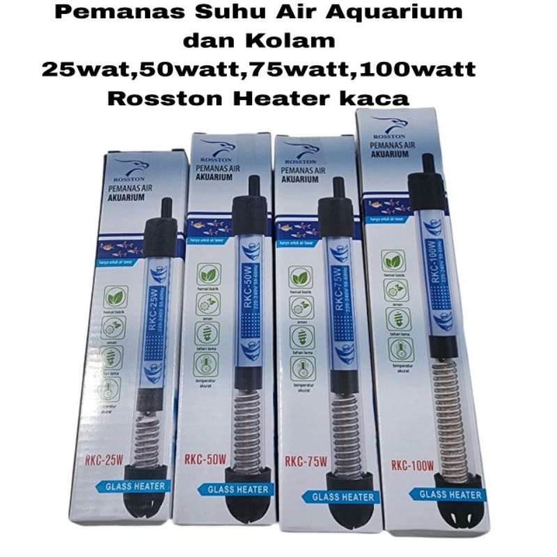Jual Heater Kaca Pemanas Air Aquarium Rosston RSK 25 50 75 100 Watt | Shopee Indonesia