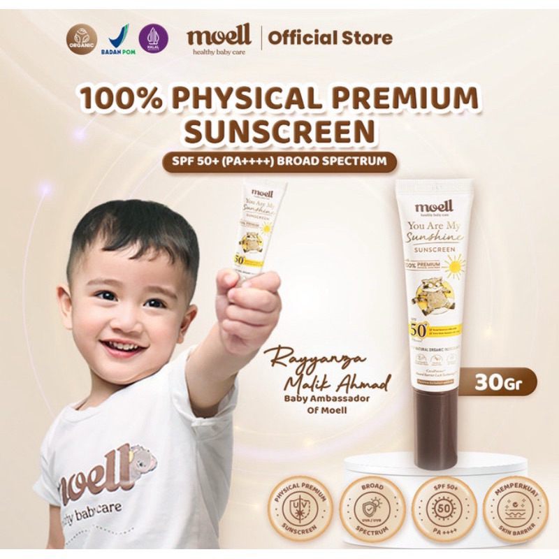 Jual Moell Physical Sunscreen SPF50+ untuk Anak dan Bayi ready stock makassar | Shopee Indonesia