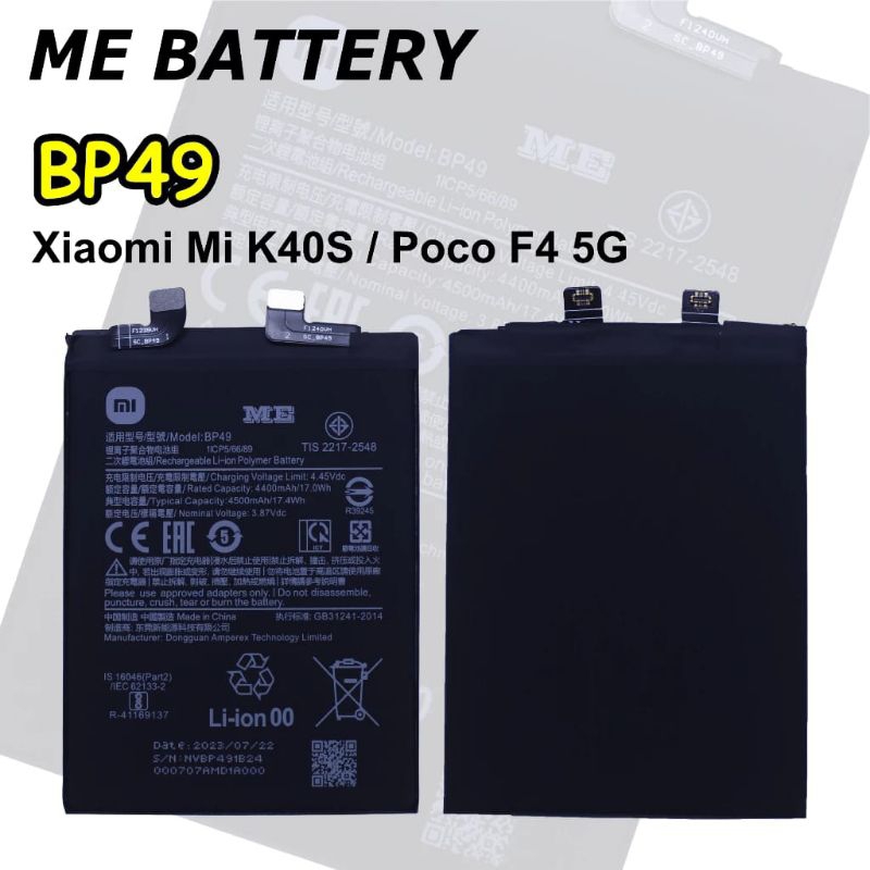 Jual Baterai Batre Battery Xiaomi Poco F4 5G/Mi K40S/BP49 ORIGINAL | Shopee Indonesia