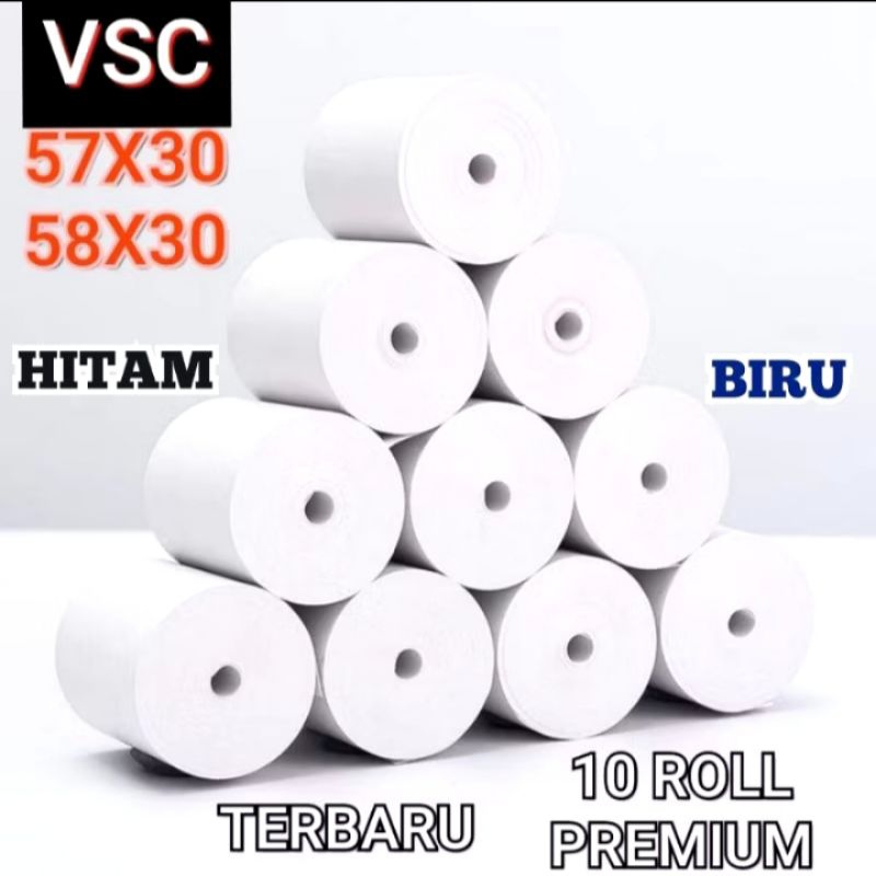 Jual Kertas Struk Thermal VSC 57x30mm 58x30 mm paper roll mini printer ...