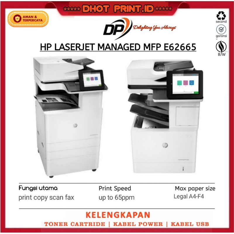 Jual Printer Hp Laserjet Managed Flow Mfp E62665 multifungsi print scan copy Fax | Shopee Indonesia