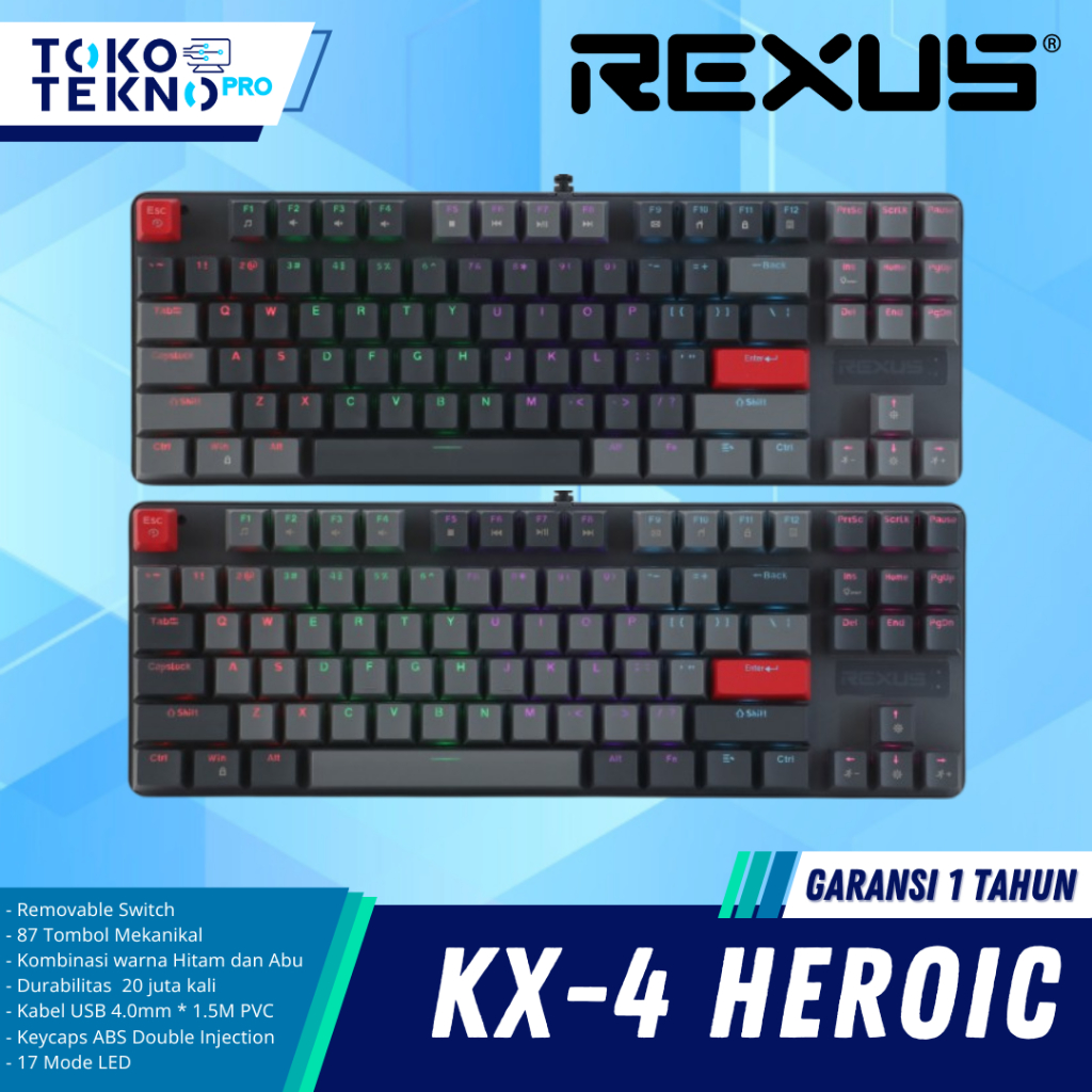 Jual Rexus KX4 / KX-4 Heroic TKL Mechanical Gaming Keyboard | Shopee ...