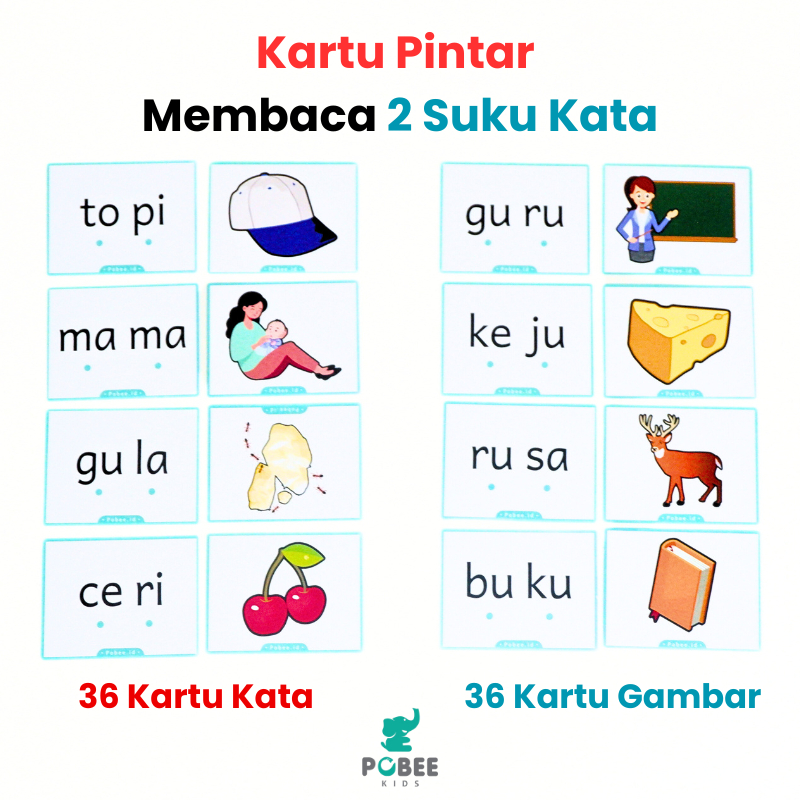 Jual Flash Card Kartu Belajar Membaca Dua Suku Kata | Shopee Indonesia