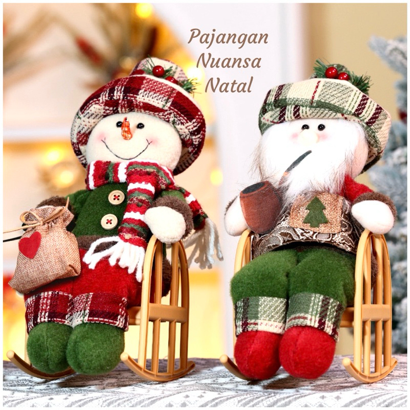 Jual Pajangan Nuansa Natal Boneka Natal KURSI GOYANG Santa Snowman ...