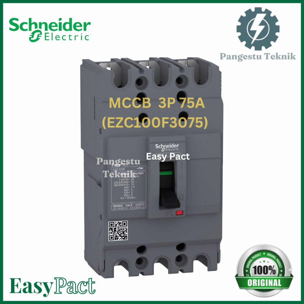 Jual MCCB EASYPACT 3P 75A / EZC100F3075 / 3 Phase 75A / BREAKER ...