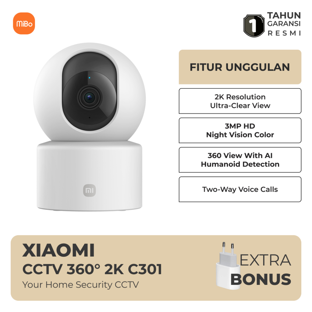 Jual Xiaomi Mi 360° Home Security Camera 2K C301 CCTV Garansi Resmi | Shopee Indonesia
