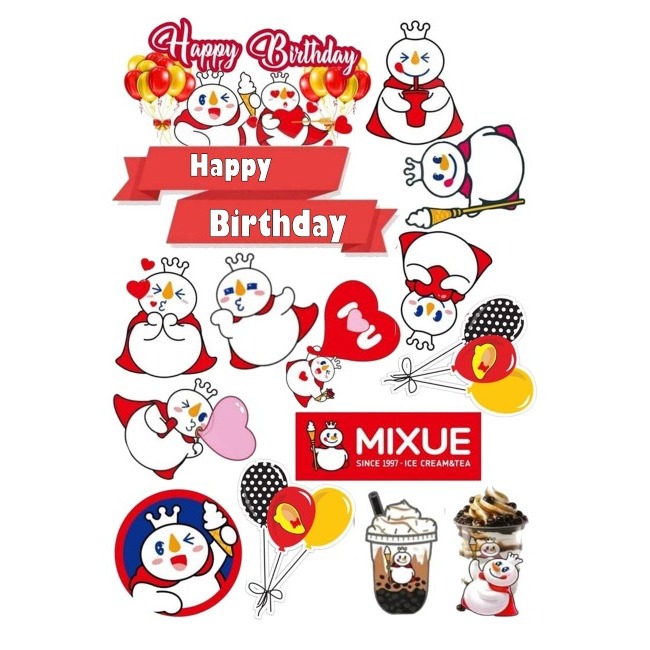 Jual MIXUE/ Topper Ultah MIXUE Custom Nama/Topper Cake/MIXUE set hiasan ...