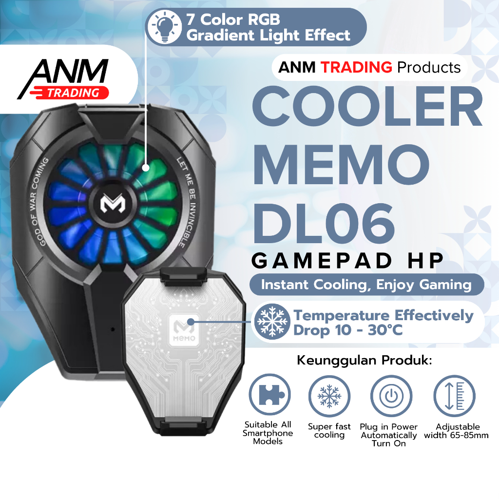 Jual Cooler Handphone MEMO DL06 Gaming Fan Cooler / Pendingin / Gamepad ...