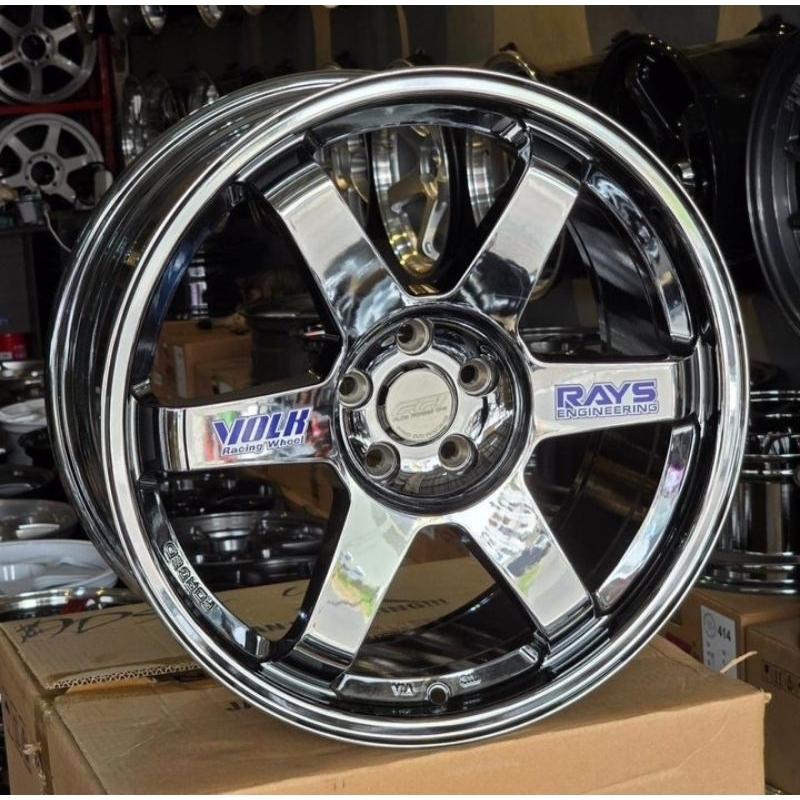 Jual velg TE37 BLACK CHROME R18 pcd 5x100 velg mobil ring 18 tuk altis ...
