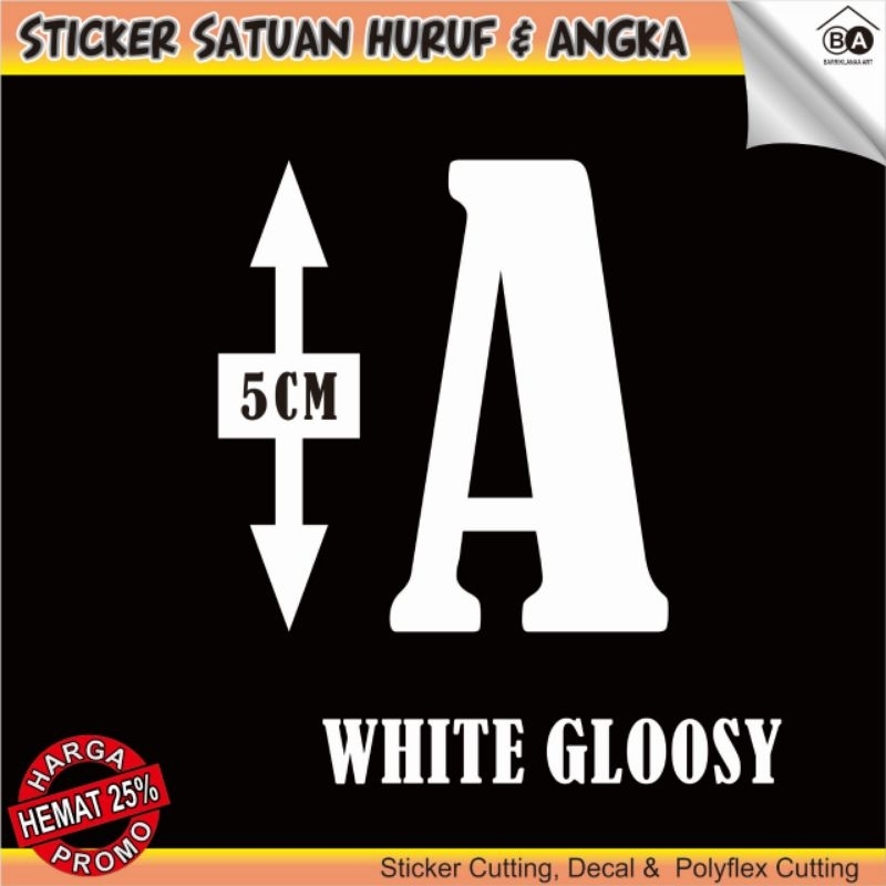 Jual stiker cutting huruf angka satuan warna putih | Shopee Indonesia