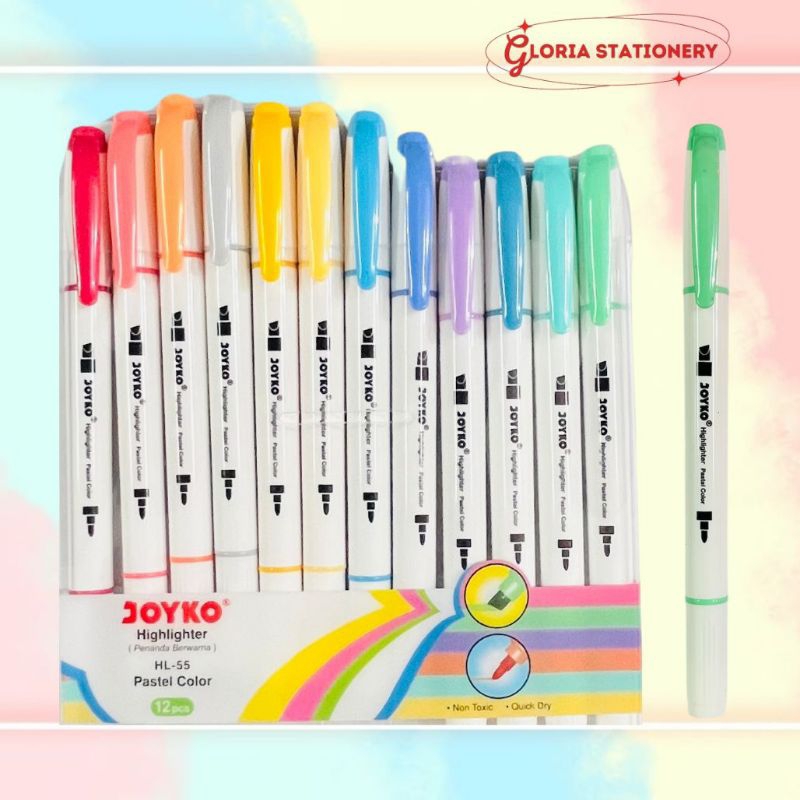 Jual JOYKO Highlighter dual tip HL 55/Highlighter pastel HL 55 JOYKO ...