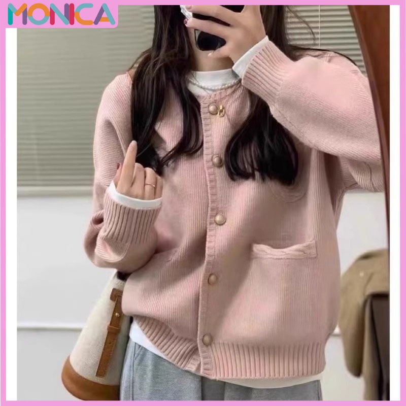 Jual Monica Sweater rajut wanita ala korea Kardigan rajutan lembut warna solid yang modis ...