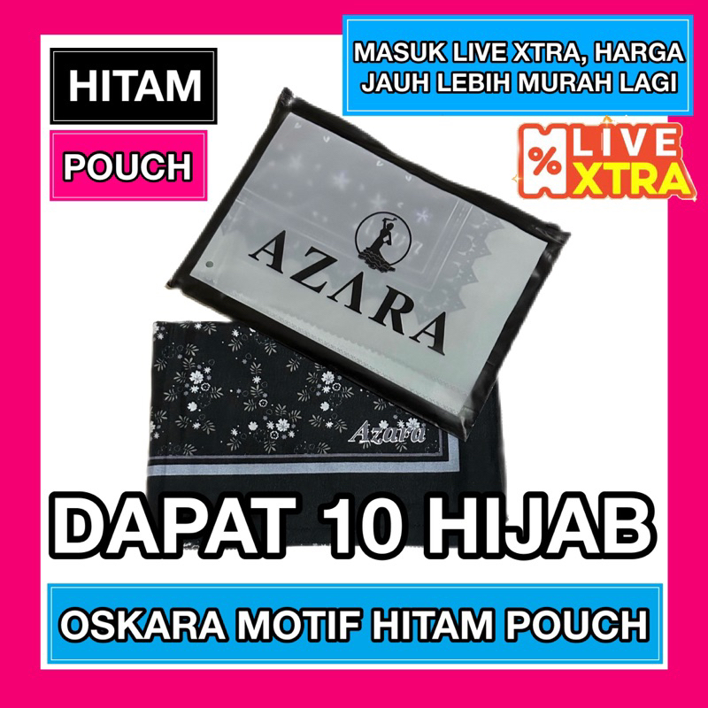 Jual 10 HIJAB ATAU 8 HIJAB OSKARA MOTIF HITAM PRINTING POUCH LC LASER ...
