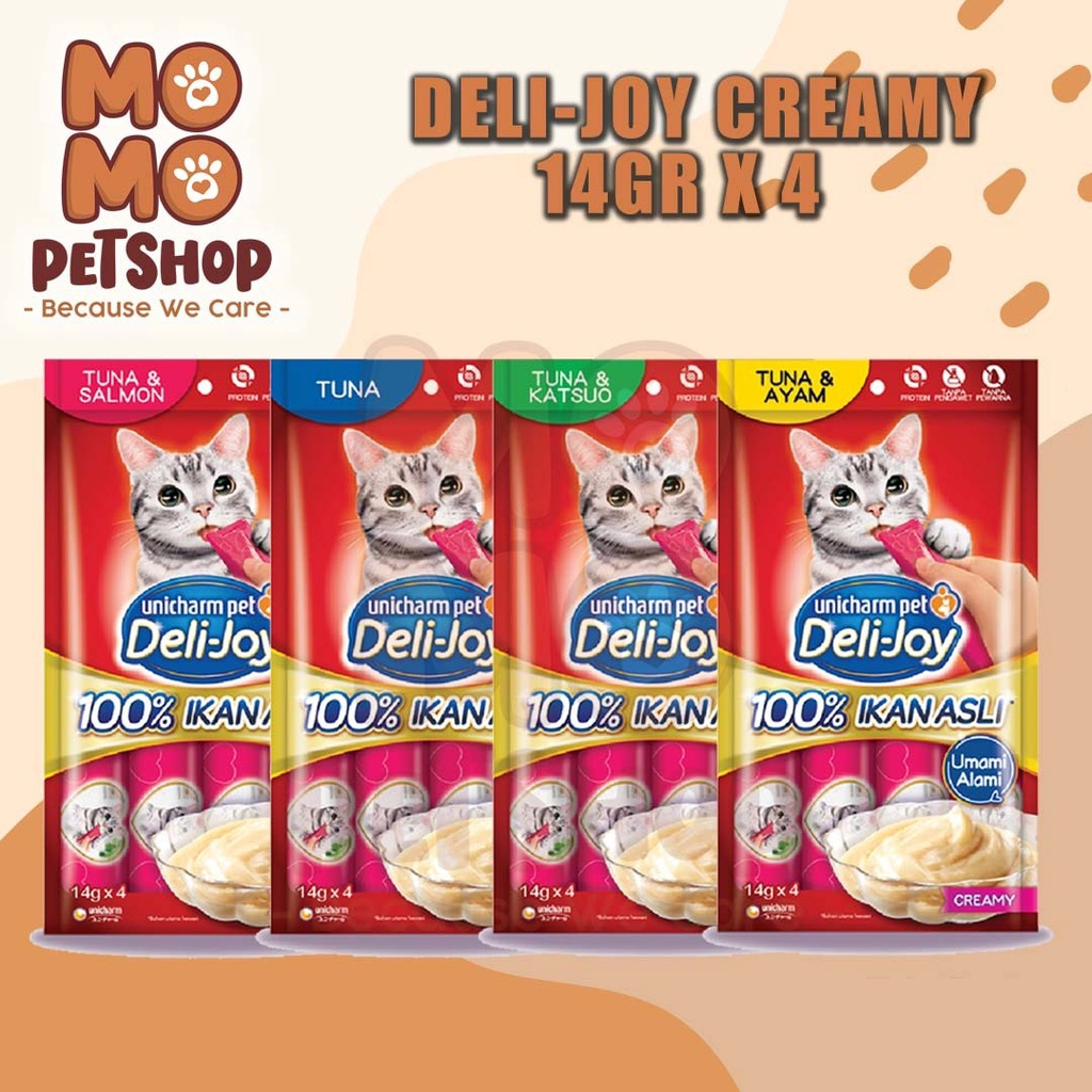Jual DELIJOY CREAMY 14 GR X 4 PCS ( SNACK KUCING ) | Shopee Indonesia