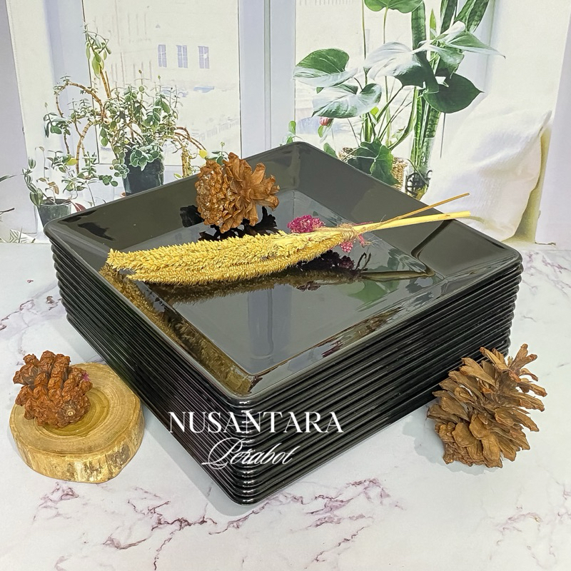 Jual (COD) 1 lusin - Piring Persegi Semi Melamin Dinnerware (20 cm ...