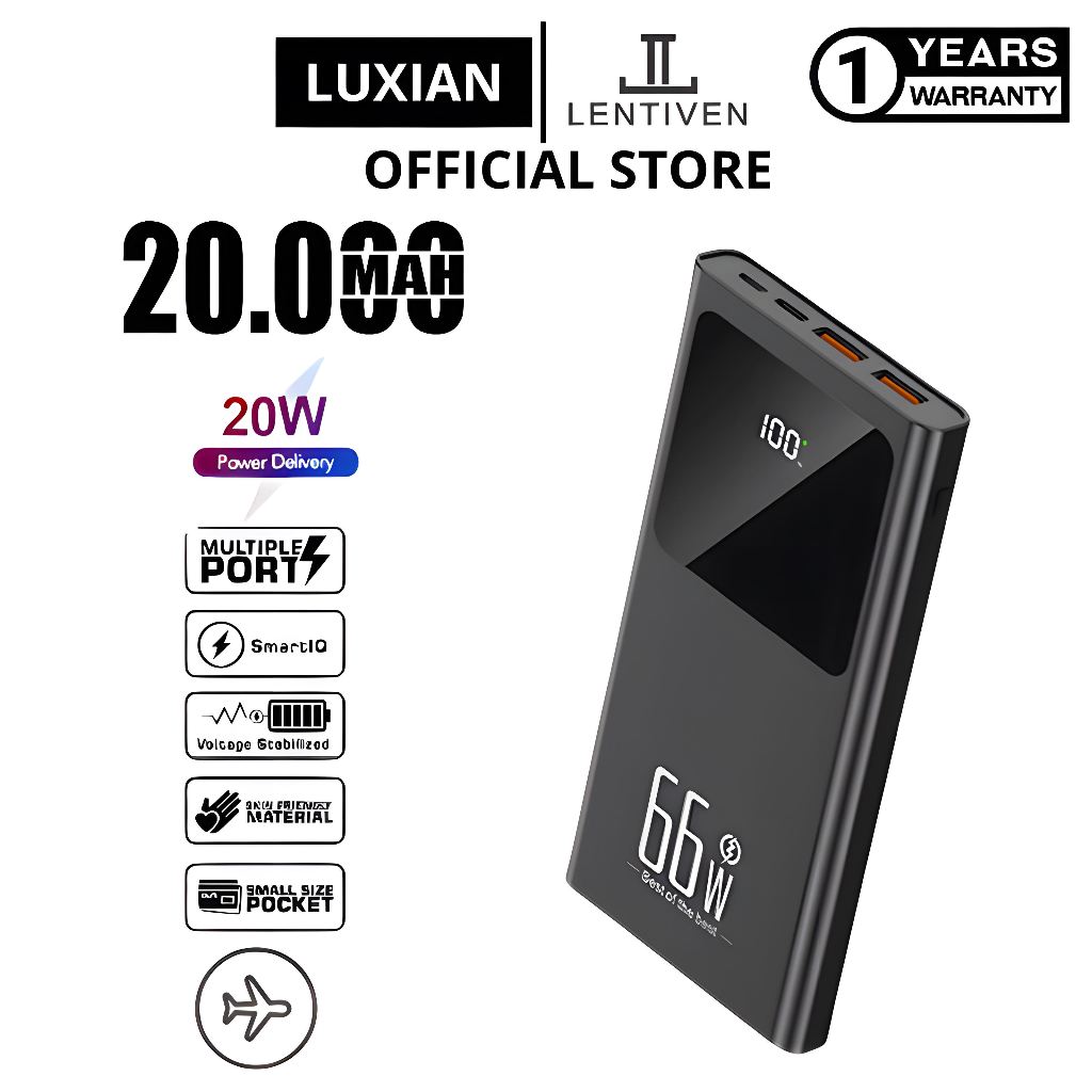 Jual LUXIAN LENTIVEN Powerbank 20000mah Mini Fast Charging Dual Output ...