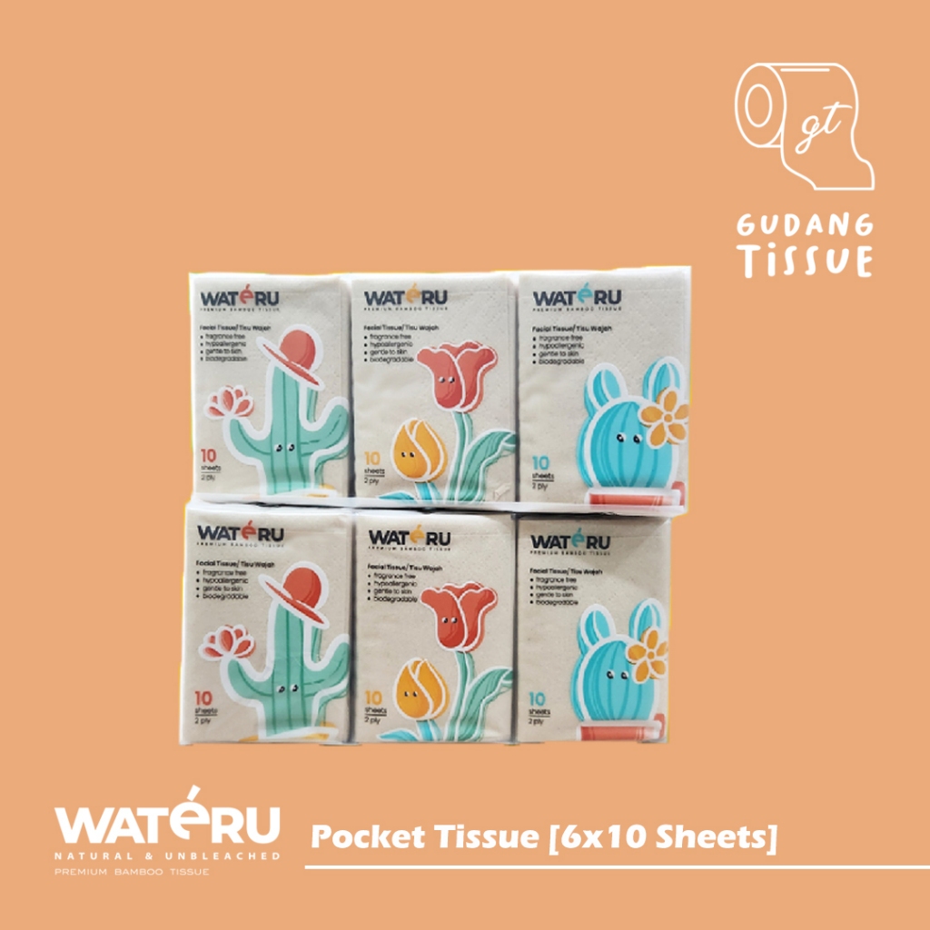 Jual Wateru Premium Bamboo Pocket Tissue / Tisu Bambu [6 Pack x 10 ...