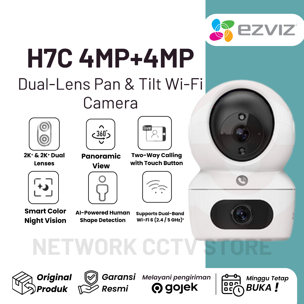 Jual KAMERA EZVIZ CCTV H7C 4MP+4MP Dual-Lens Pan & Tilt Wi-Fi Camera ...