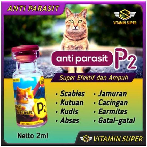 Jual Obat Kucing Anti Parasit P2 | Obat Scabies, Jamuran, Abses, Kutuan ...