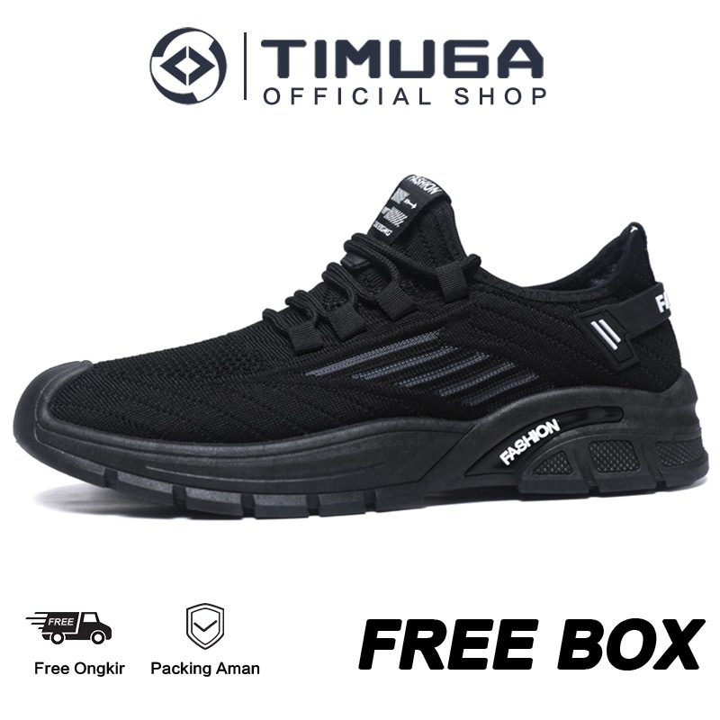 Jual TIMUGA Sepatu Sneakers Pria Hitam Sports Running Shoes Sepatu ...