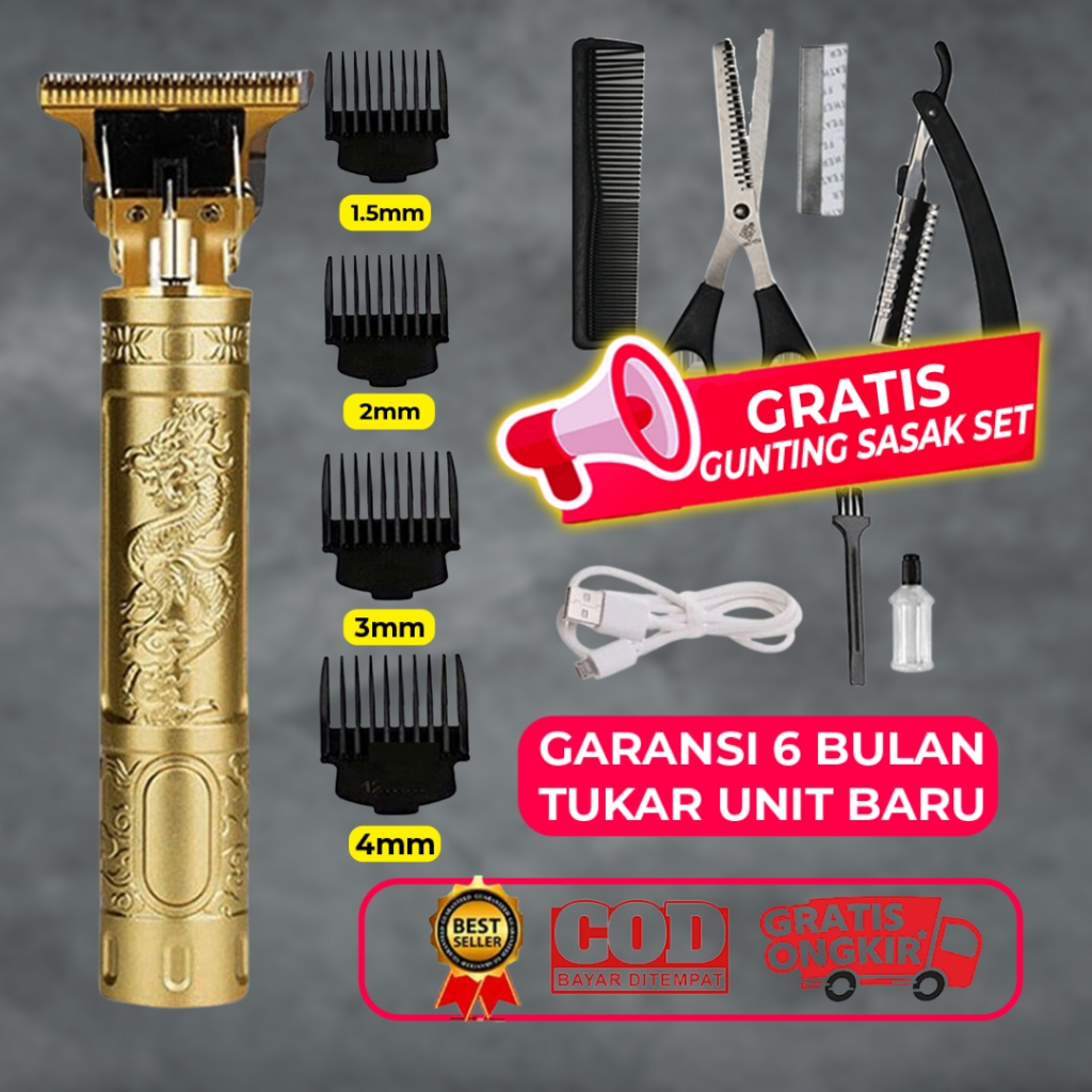 Jual Alat Cukur Rambut Elektrik Tanpa Kabel Profesional Hair Clipper Metal Vintage Portable 3 In ...