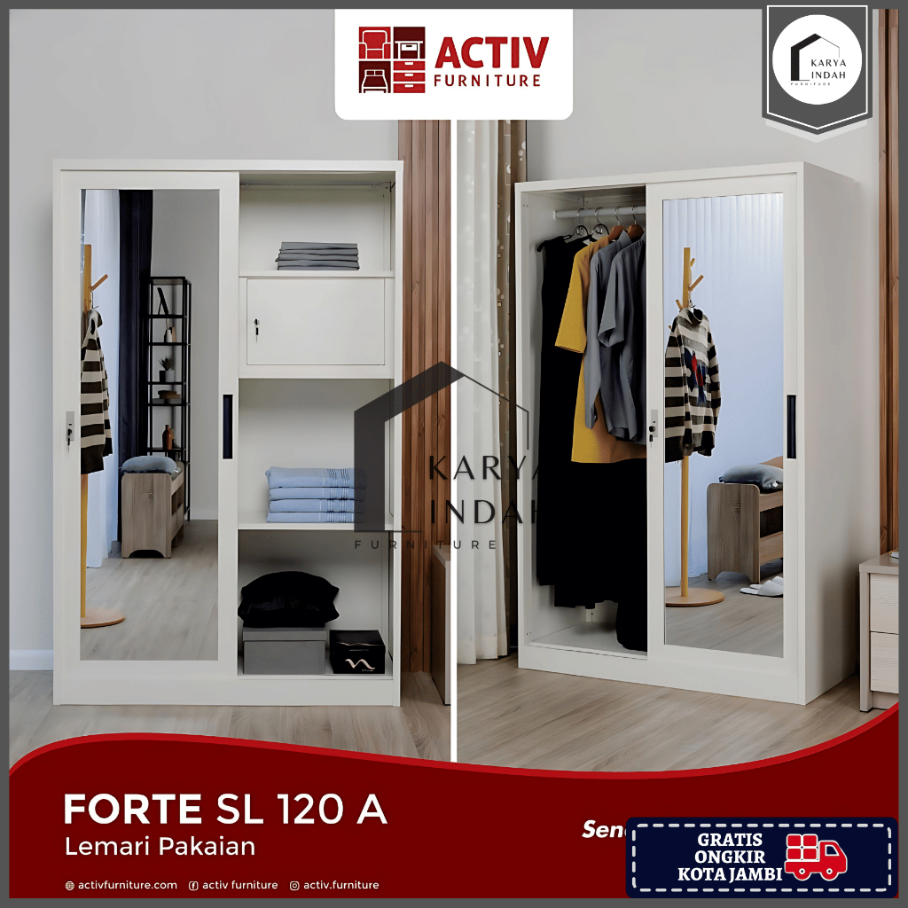 Jual Lemari Pakaian Besi FORTE SL 120 ACTIV STEEL - Lemari Plat Seng 2 ...