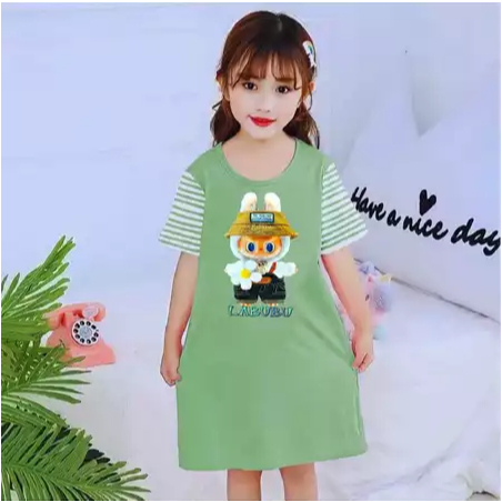 Jual Alicia - Daster salur anak perempuan usia 2-13 tahun motif Labubu ...