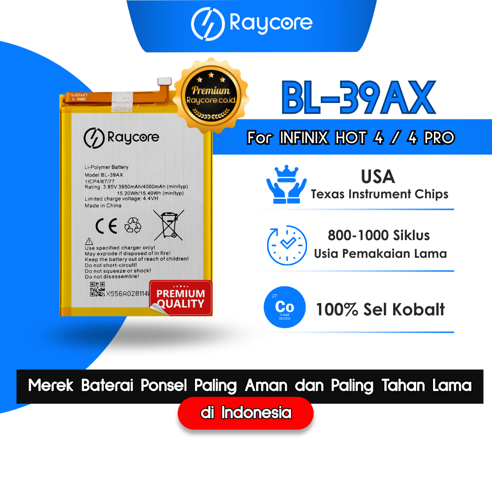 Jual Raycore - Baterai BL-39AX FOR INFINIX HOT 4 ( X557 ) / 4 PRO ( X556 ) | Shopee Indonesia