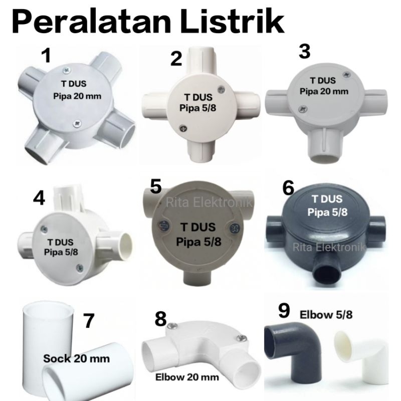 Jual T Dus Dan Sambungan Pipa Listrik Ukuran Pipa 20 mm Dan Pipa 5/8 ...